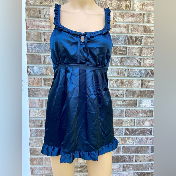 Kensie Girl | Intimates & Sleepwear | Navy Blue Ruffle Tie Front Slip ...